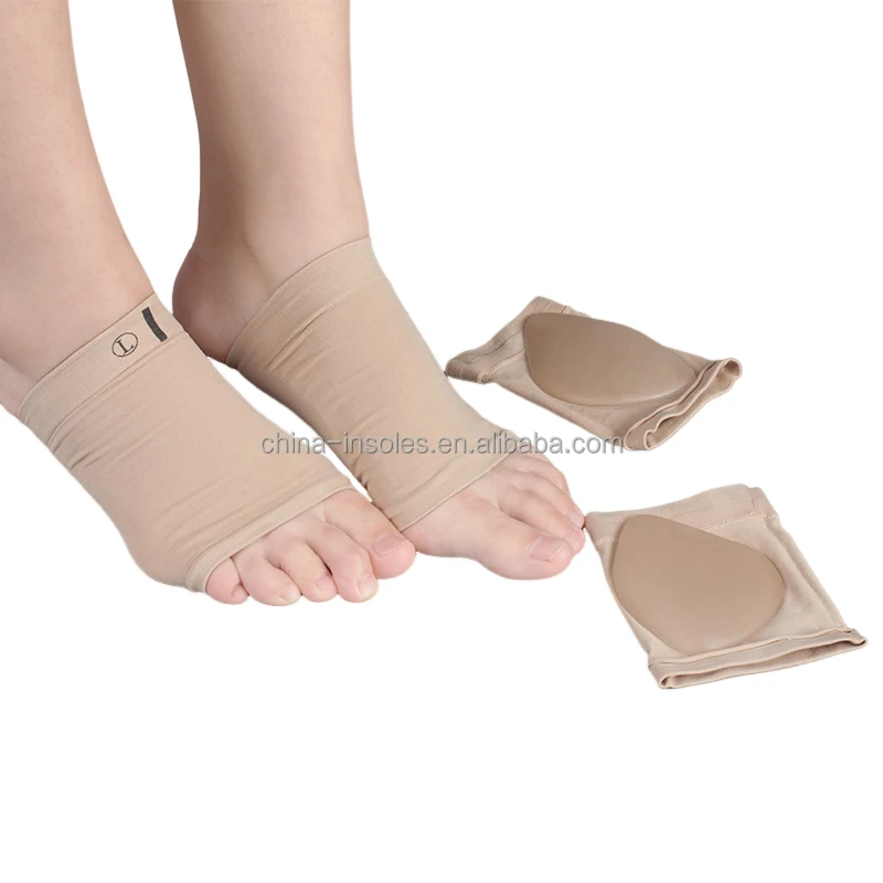 Custom Soft Elastic Fabric Inside Gel Flat Foot Arch Support Sock