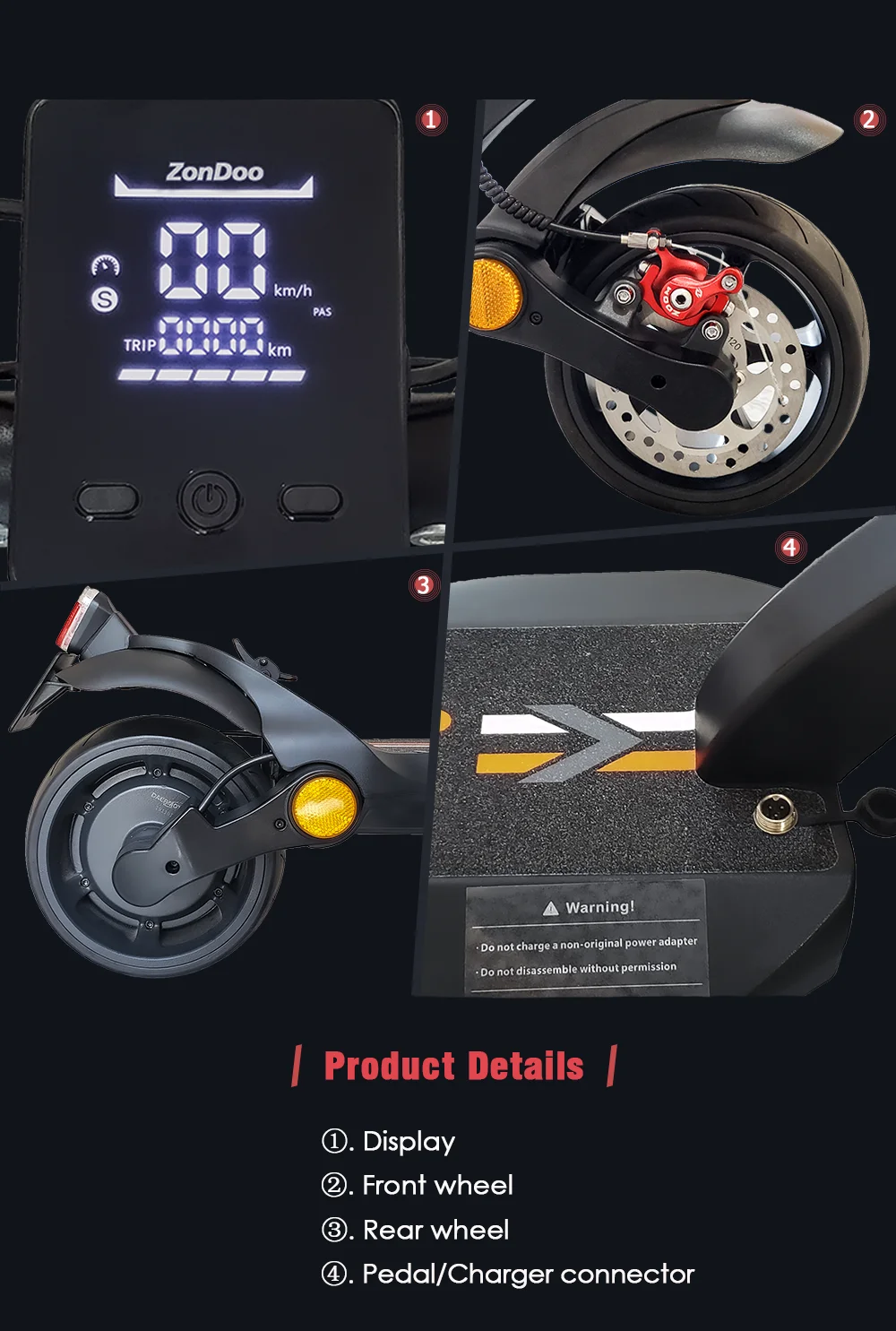 Zondoo ZU08 Pro Electric Scooter - 48V 500W Power & Foldability