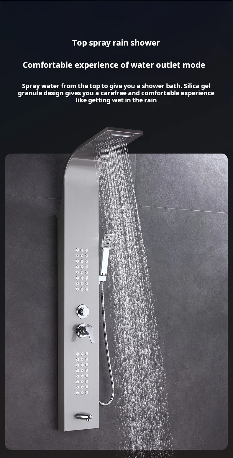 Stainless Steel Shower Panel - Five Levels of Water Outlet