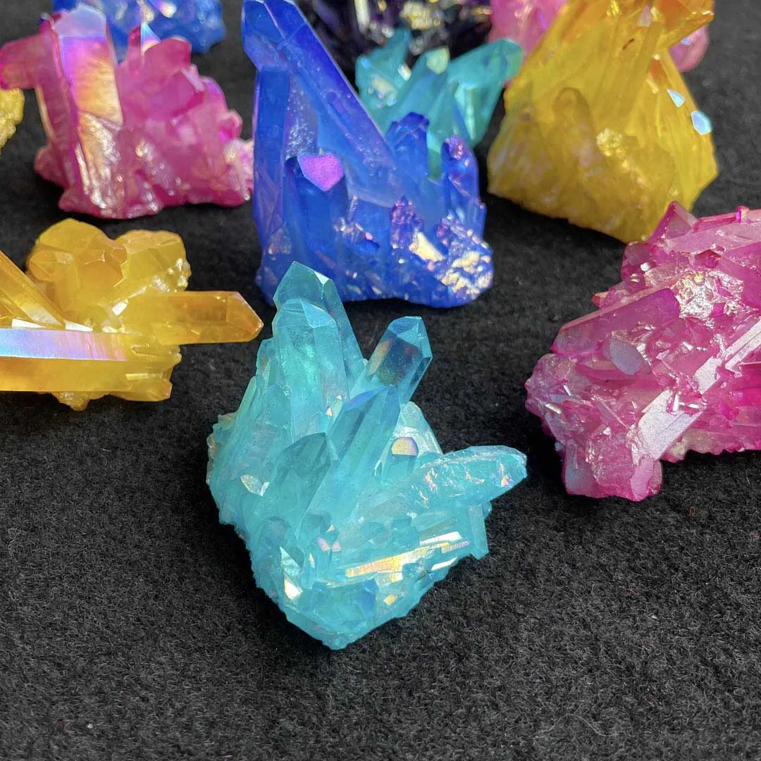 Wholesale Multi Colors Healing Stones Electroplating Quartz Aura ...