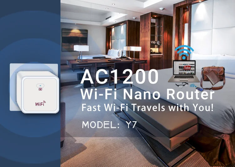 Y7 Ac1200 Wi-fi Nano Router Small Portable Router For Travel - Buy ...