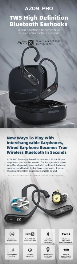 Kz Az09 Pro Tws Wireless Earphones Bt5.2 Qcc In Ear Earphones Hybrid ...