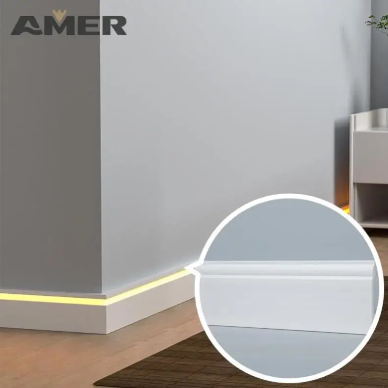 Modern White Ps Skirting Lines Plastic Baseboard Flooring Molding - Buy ...