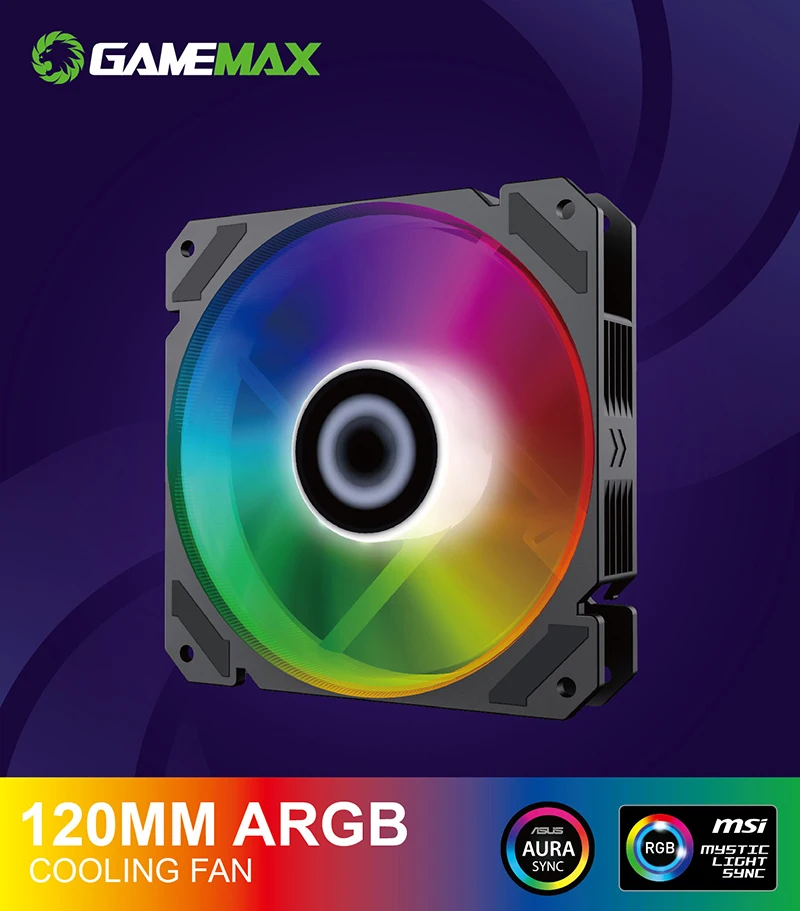 GAMEMAX Fn-12rainbow-C9 ARGB PC 120MM Cooler Fan Gaming