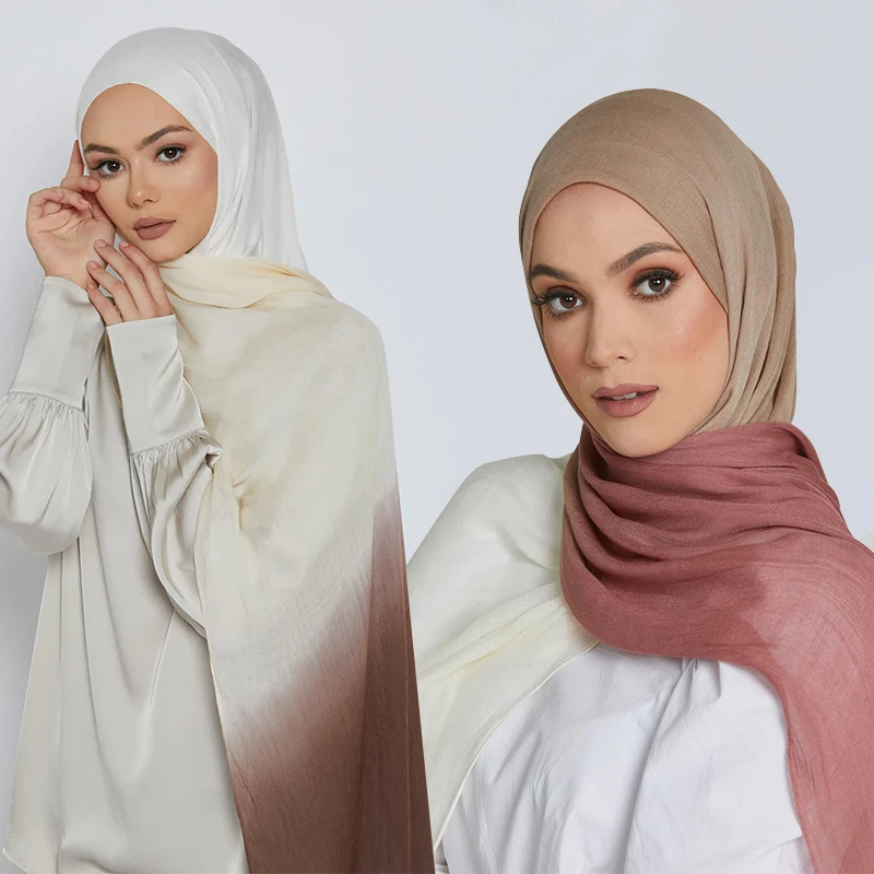 Custom muslim high quality gradient color soft hijab modest fashion ...