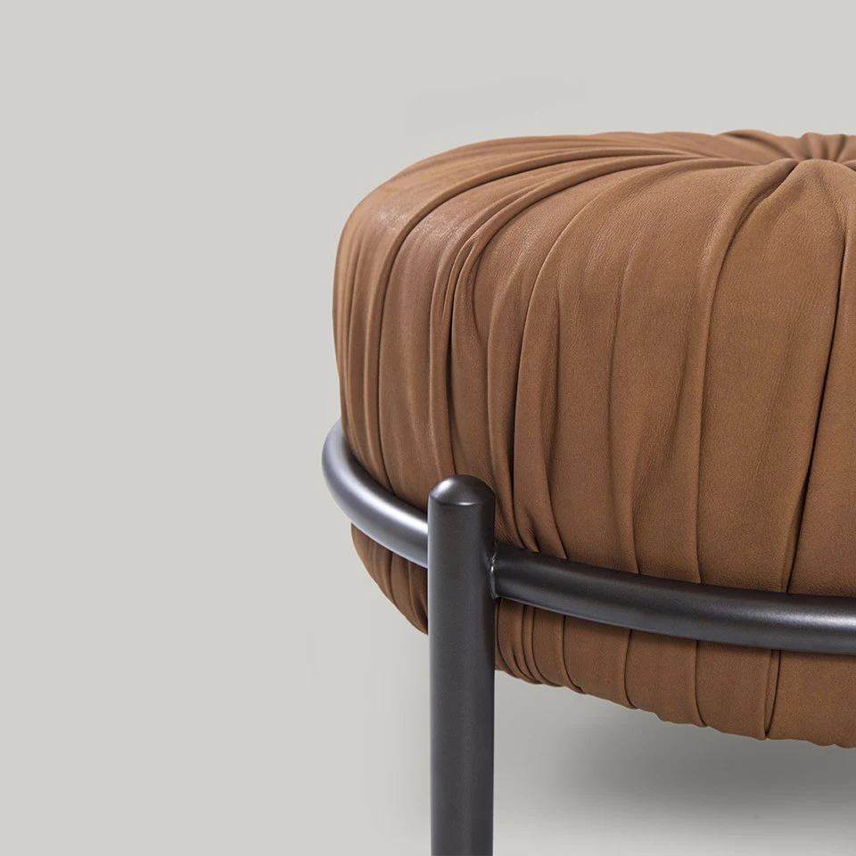 Custom Made Velvet Pouf Stool Round Leather Ottoman Bonbon Ottoman ...