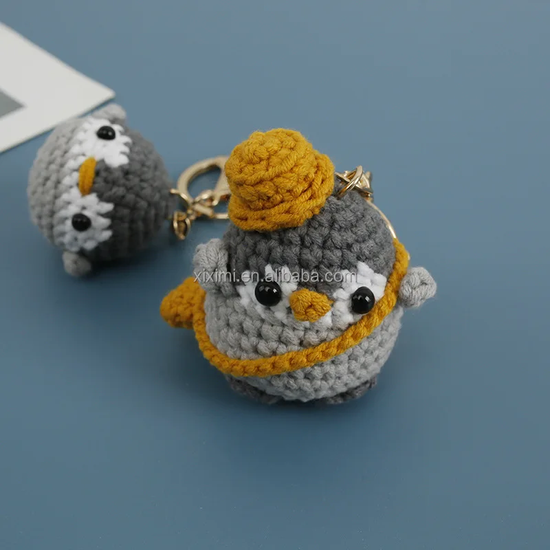 Birthday Gift Penguin Plush Keychain Hand Knitted Amigurumi Doll ...