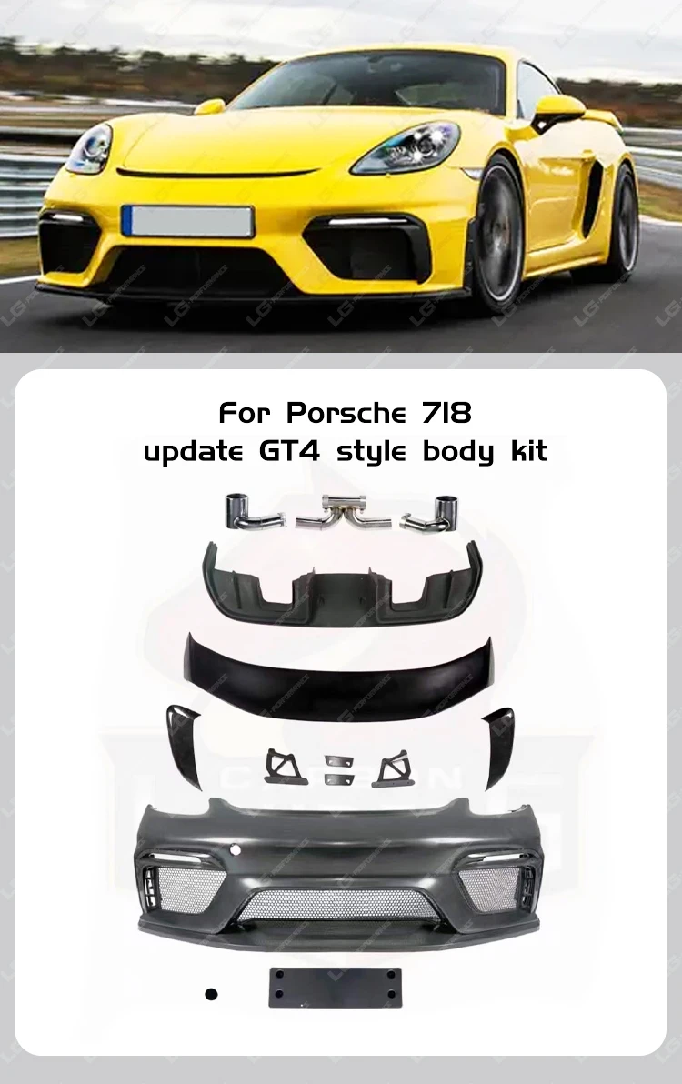 Porsche 718 Cayman GT4 Style Body Kit - Carbon Fiber Upgrade