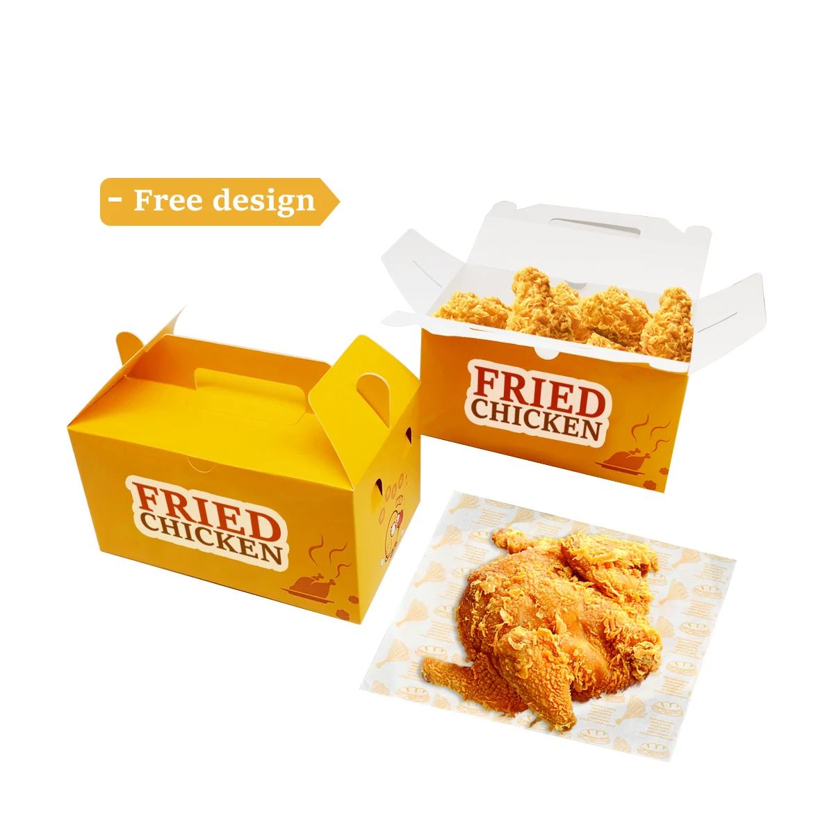 Takeaway Square Bottom Chicken Wings Grilled Chicken Packaging Oil-proof Greaseproof Roasted ...