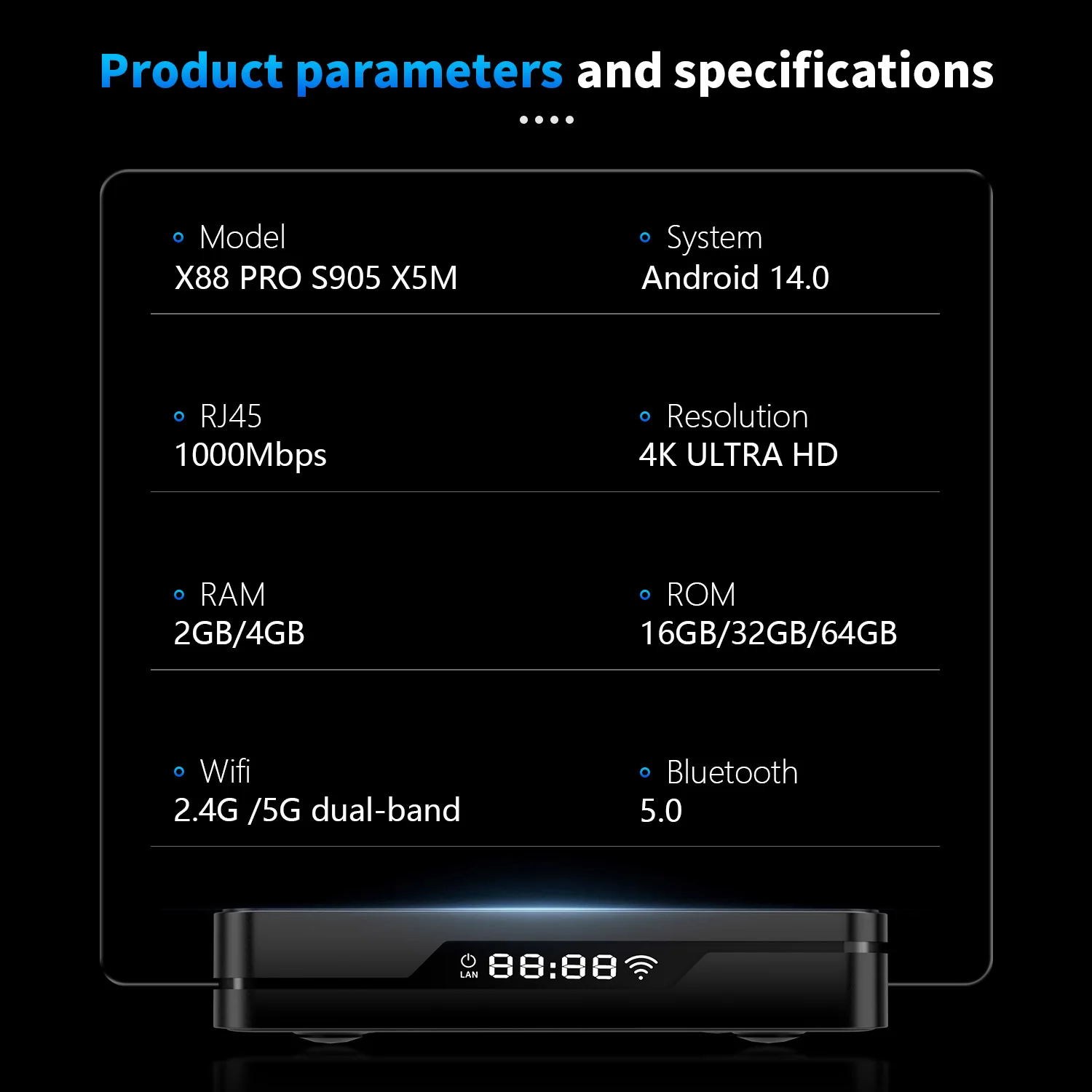 2025 X88 PRO X5M Amlogic S905X5M安卓14 AI电视盒4gb内存64gb只读存储器2.4G 5g双Wifi TVBOX 4k智能安卓盒机顶盒| Alibaba.com