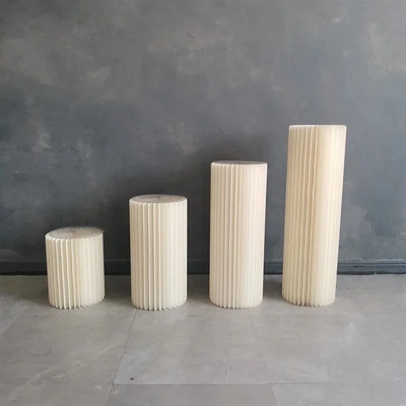 Props Deformed Folding Cylindrical Cake Dessert Table Kraft Paper Roman ...