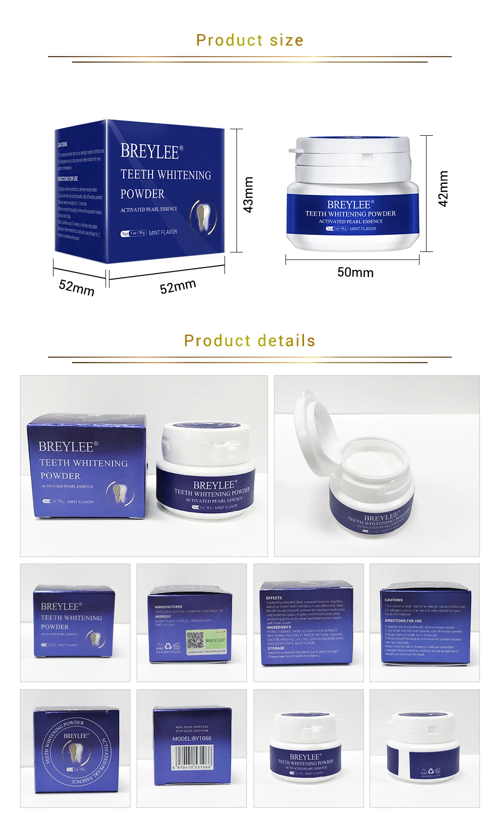 BREYLEE Organic Pearl Powder - Eco Teeth Whitening