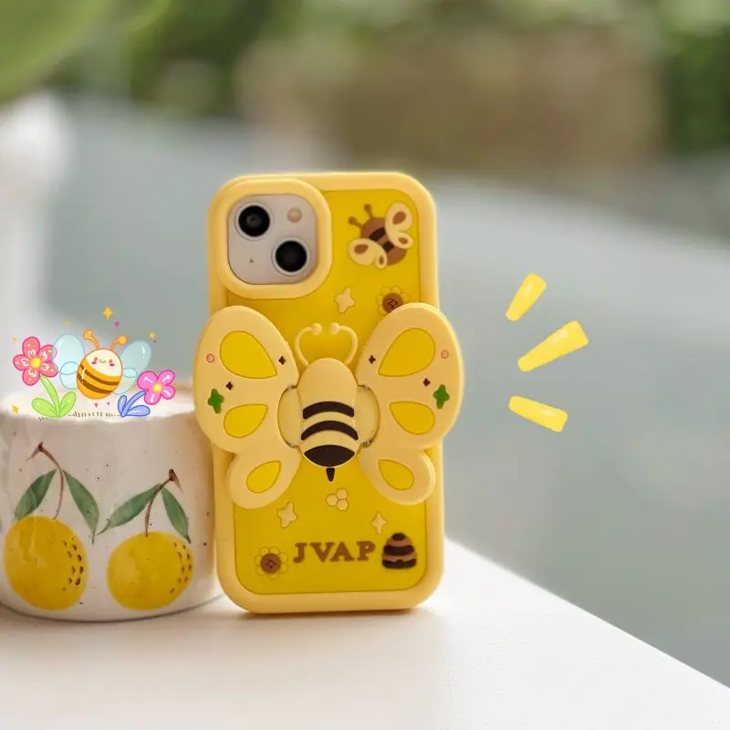 High Quality Silicone 3d Bee Phone Case With Stand Innovative Cute ...