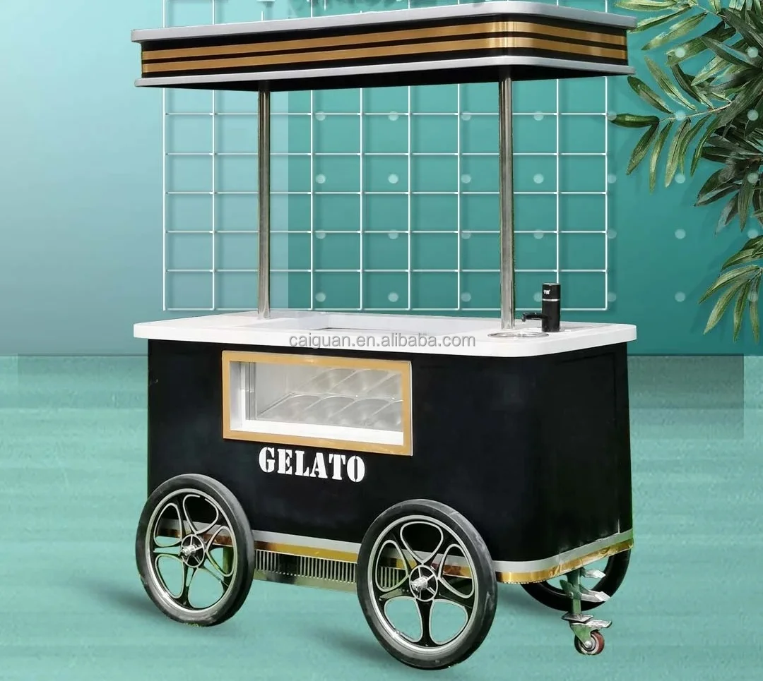Mobile Retail Fast Food Ice Cream Gelato Popsicle Display Vending Cart ...