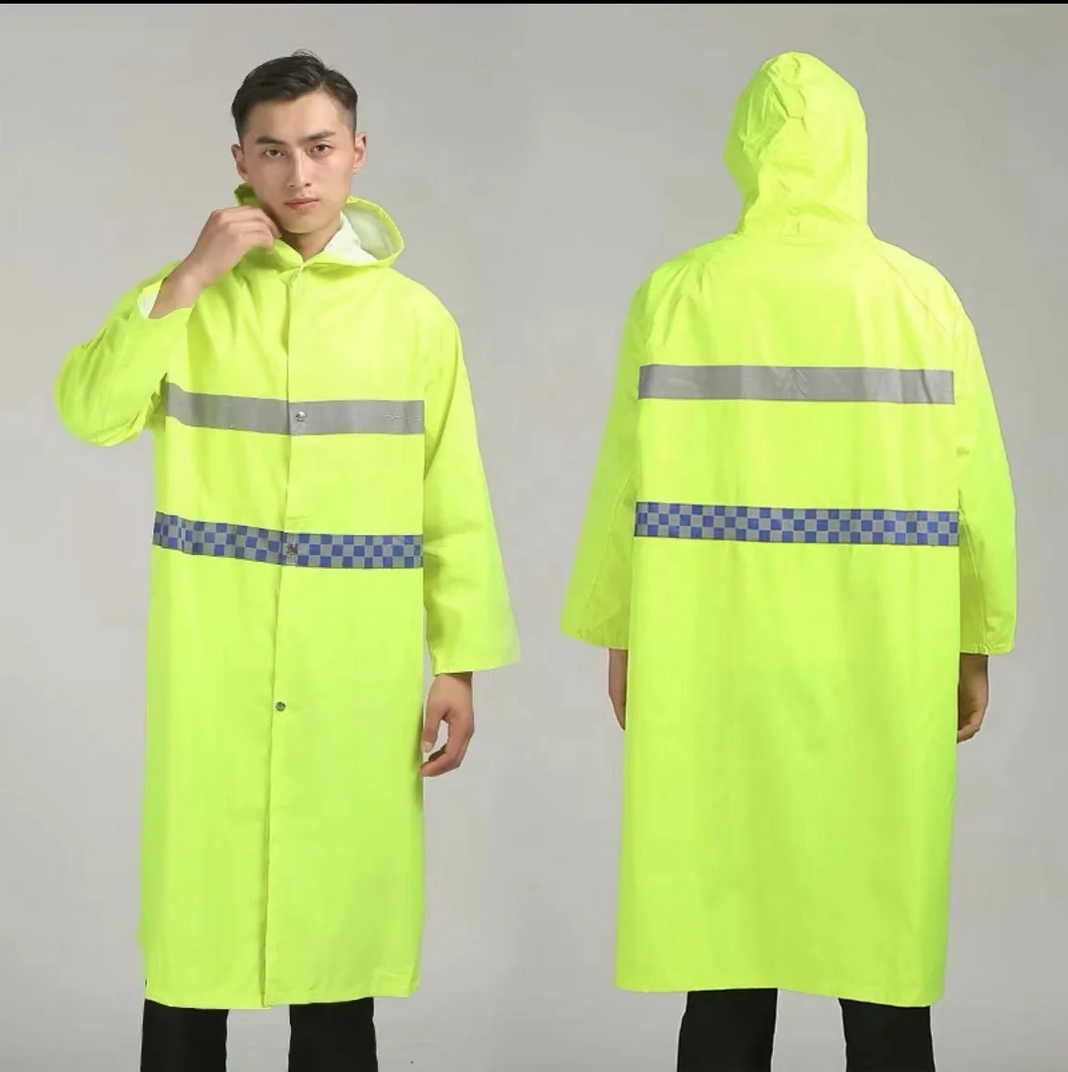 Emergency Protection Reflective Hooded Raincoat for Adults