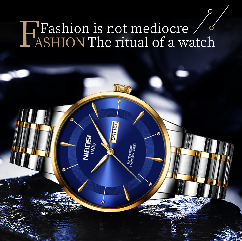 NIBOSI 2607 Mens Watch - Stylish Quartz with Calendar