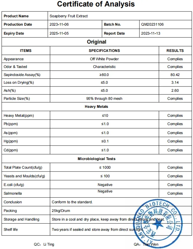Natural Soapberry Saponin Powder Soapnut Saponins Extract Sapindoside ...