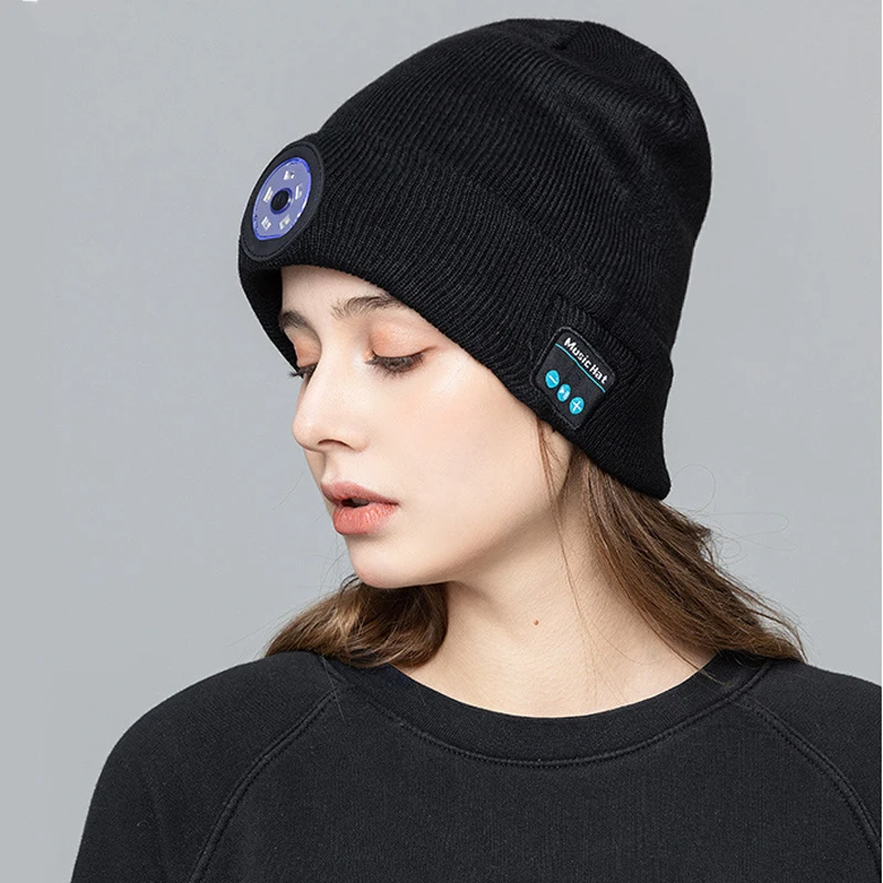 Unisex Beanie Hat With Light Led Headlamp Beanie Winter Knitted Night ...