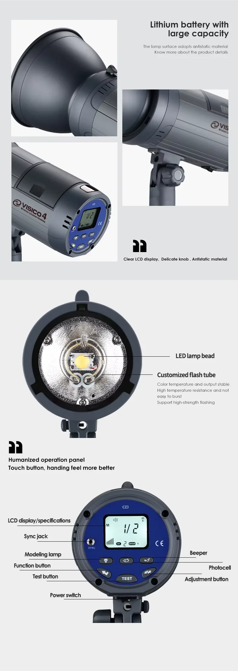 Visico 4 Portable Flash Strobe Light - Perfect for Outdoor Photography