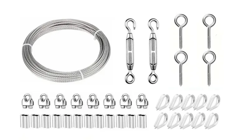 Wire Rope Cable Balcony Stair Staircase Railing Kit Hook Eye Turnbuckle ...