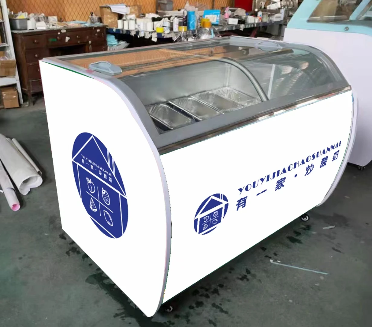 Freezer Cabinet Display Window Of The Ice Cream Freezer Cabinet Curved ...