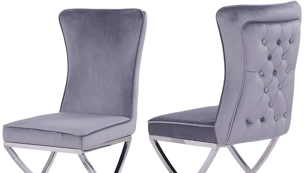 Modern High Back Velvet Stainless Steel Luxury Dining Chair Metal Leg ...