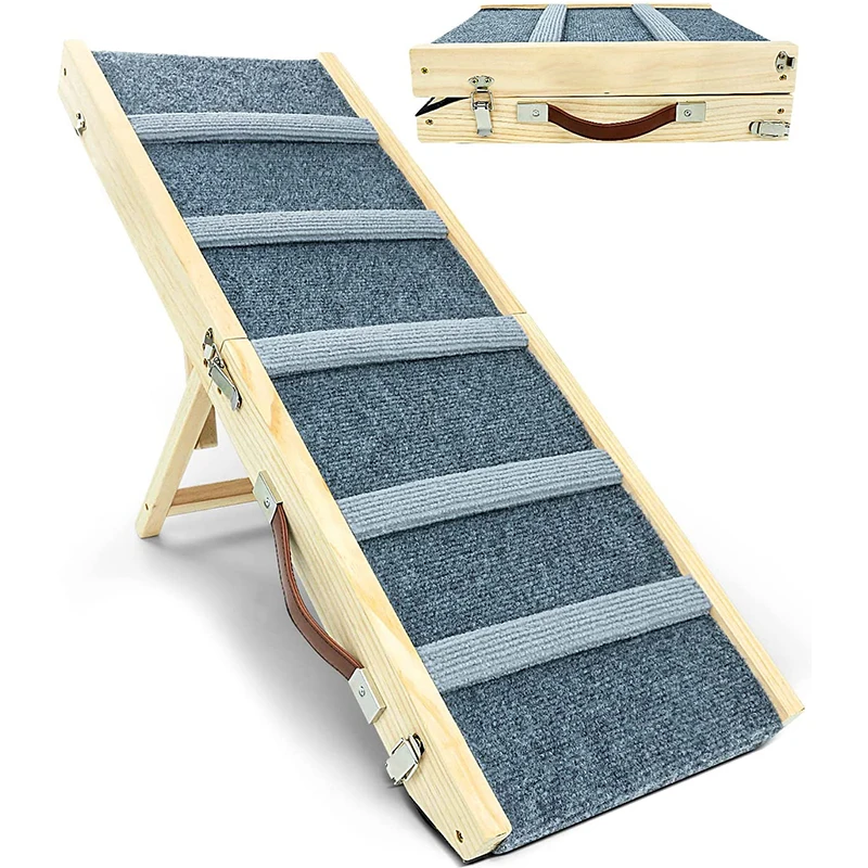 ZMaker Adjustable Folding Portable Pet Ramp Wooden Pet Ramp Ladder ...