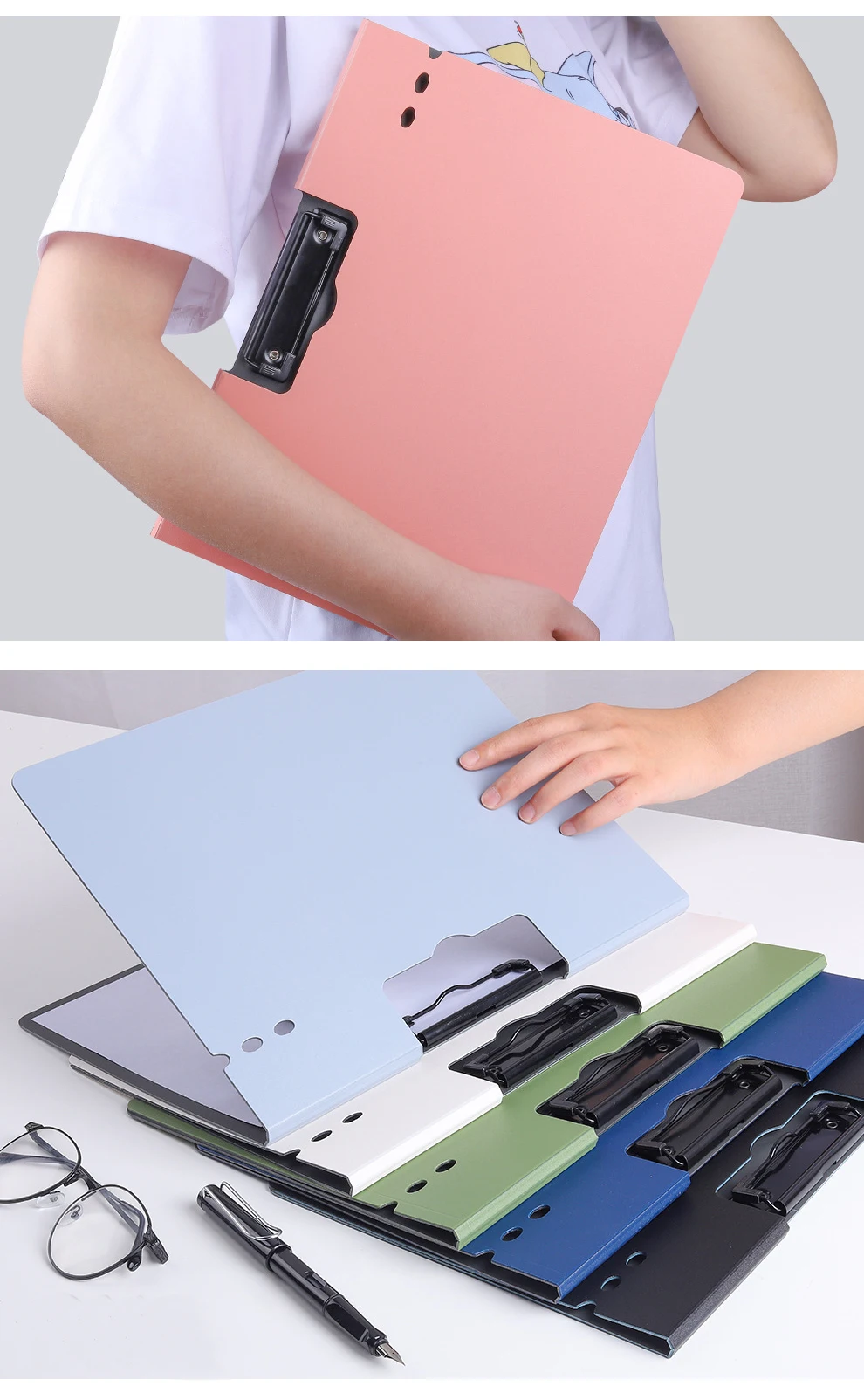 Office A4 Foldable Plastic Frosted Cover Clipboard Metal File Folder ...