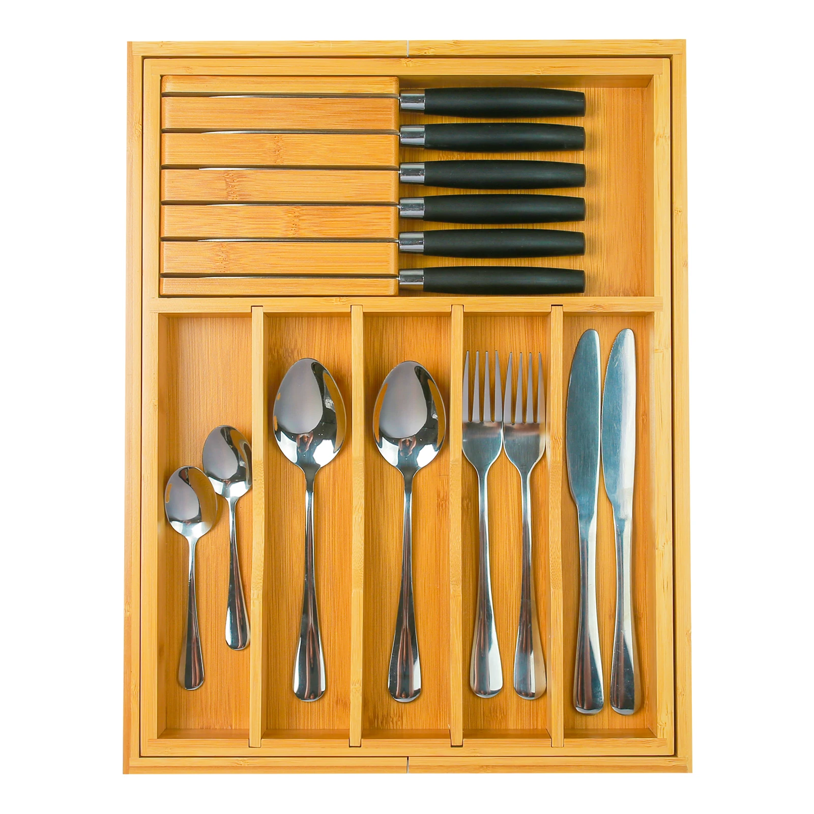 2023 Bamboo Wood Expandable Kitchen Drawer Organizer,Drawer Silverware ...