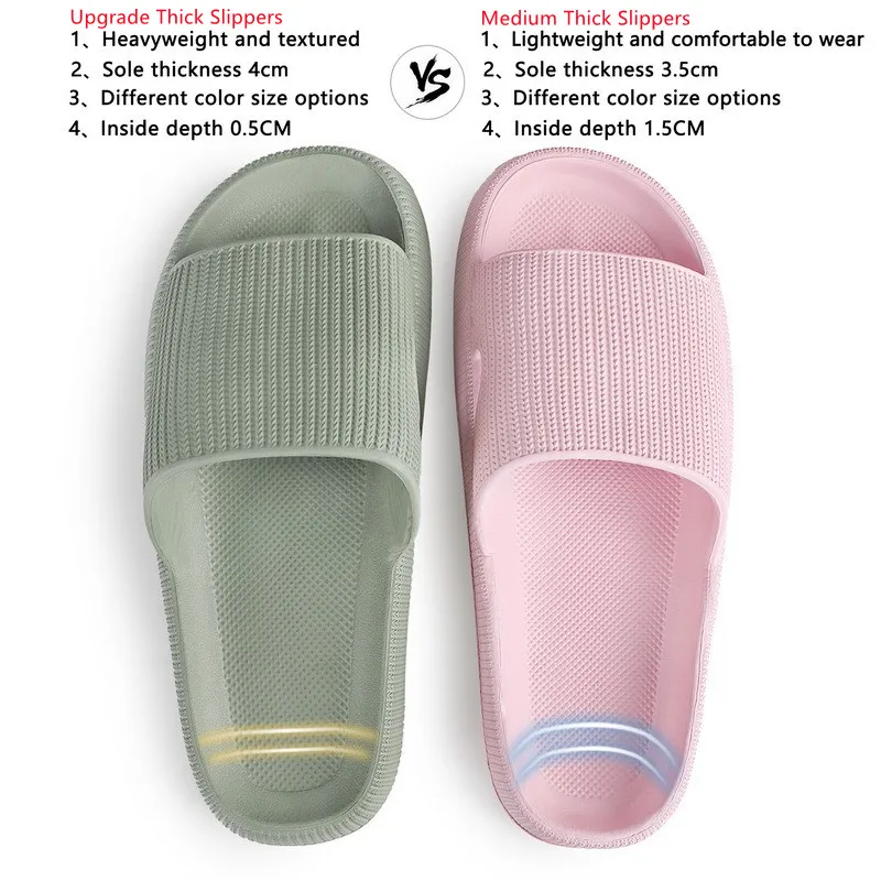 Home Slippers Thick Platform Chanclas Cloud Non-slip Flip Flops Woman ...