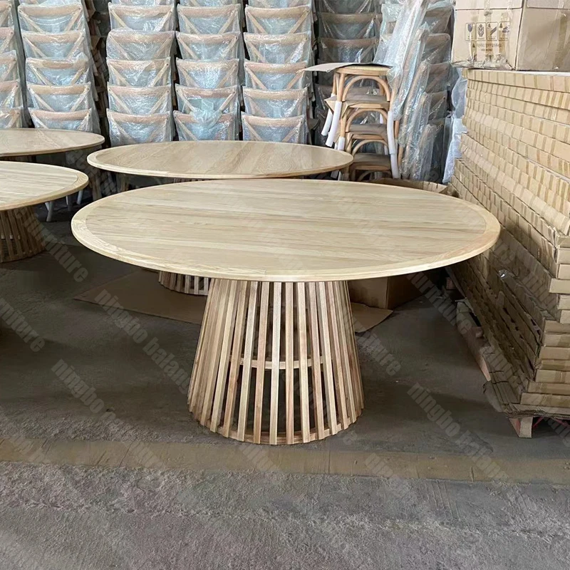 Round Solid Wood Dining Table for 8 Seaters - Event Rental