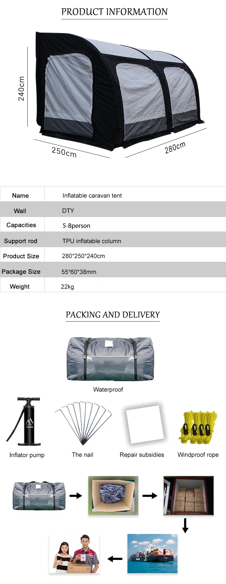 Inflatable Caravan Awning Tent Camping Trailer Inflatable Air Caravan ...