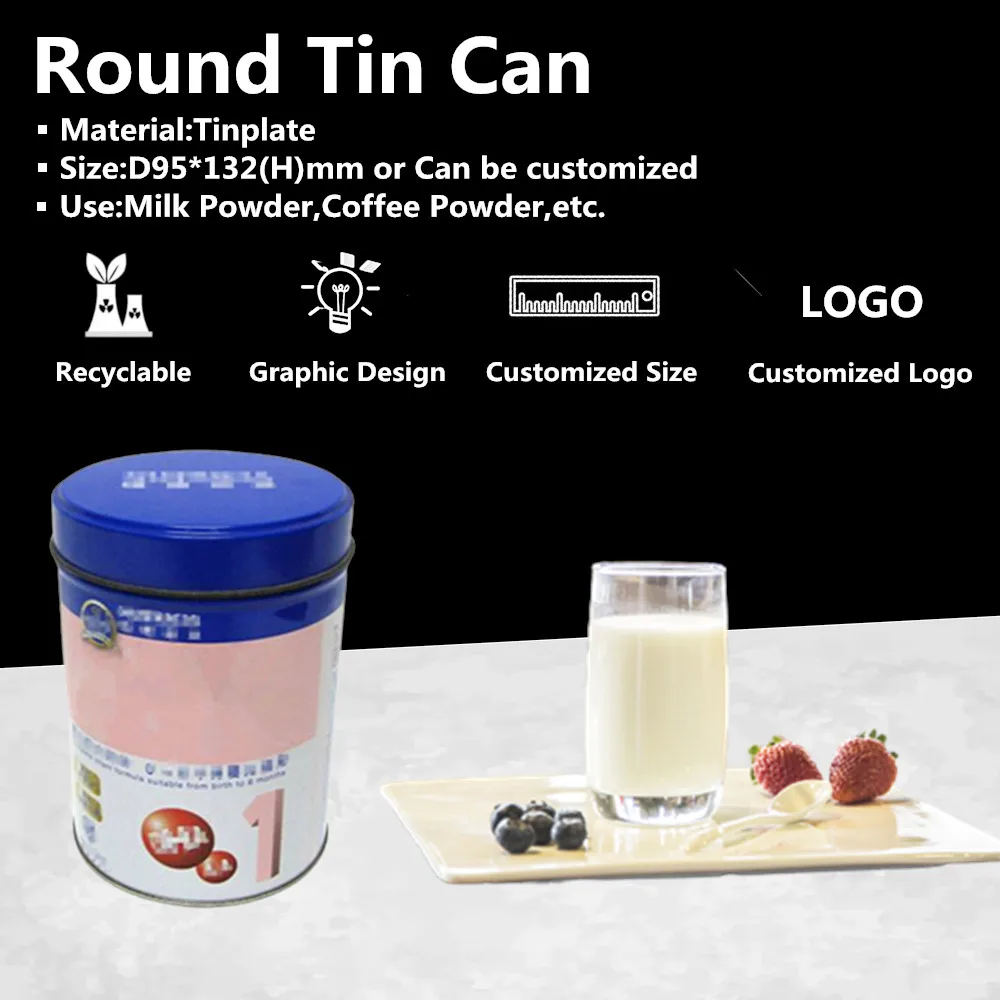 Factory Custom Tinplate 800g Baby Milk Powder Packaging Cylinder Empty ...