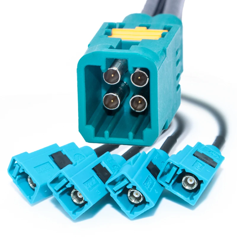 Mini Fakra Male Jack 4-Pin to SMA Female Quad Harness Cable