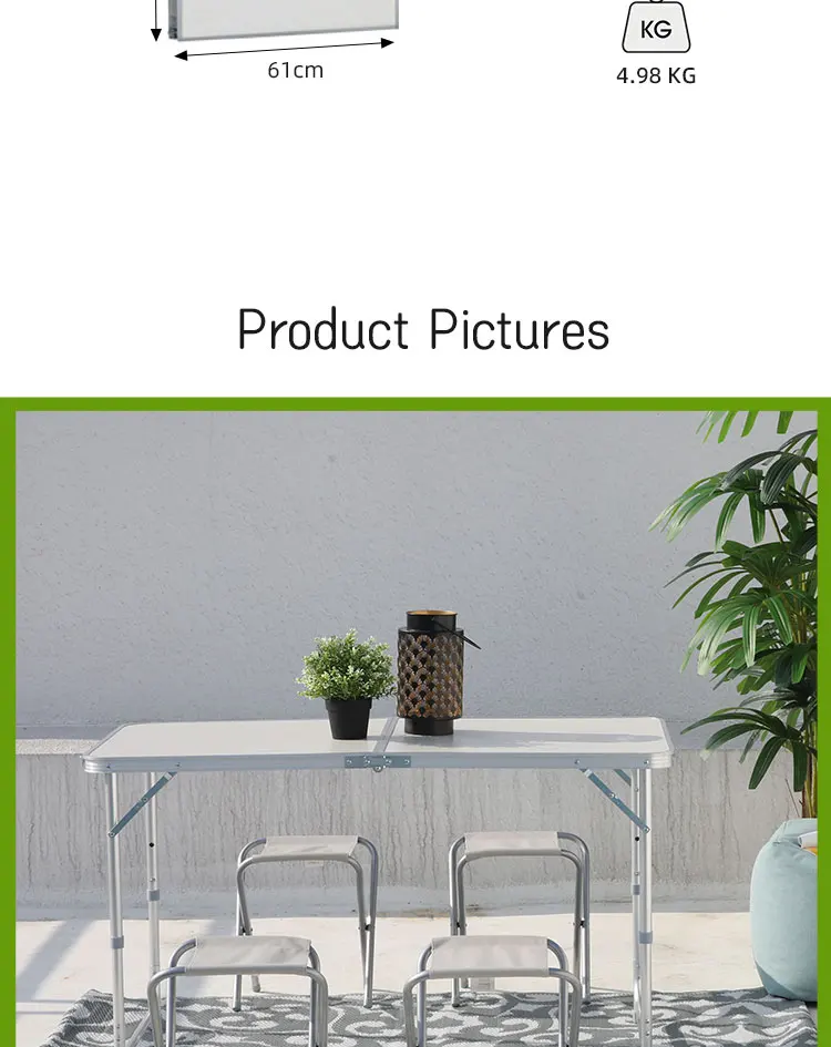 Portable Aluminum Furniture Patio Garden Table Foldable Metal Camping ...