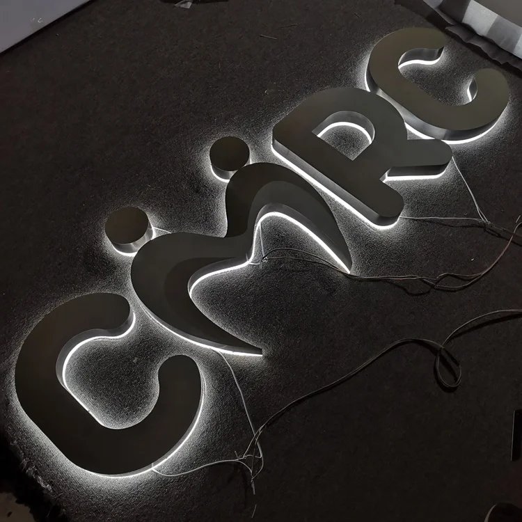LED Backlit Outdoor Signage - Polished Silver Stainless Steel