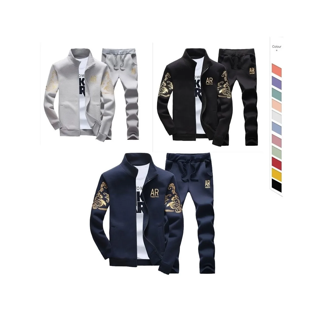 Fashion Design Autumn Men's 2 Pcs Tracksuits Long Sleeve Sports Casual ...