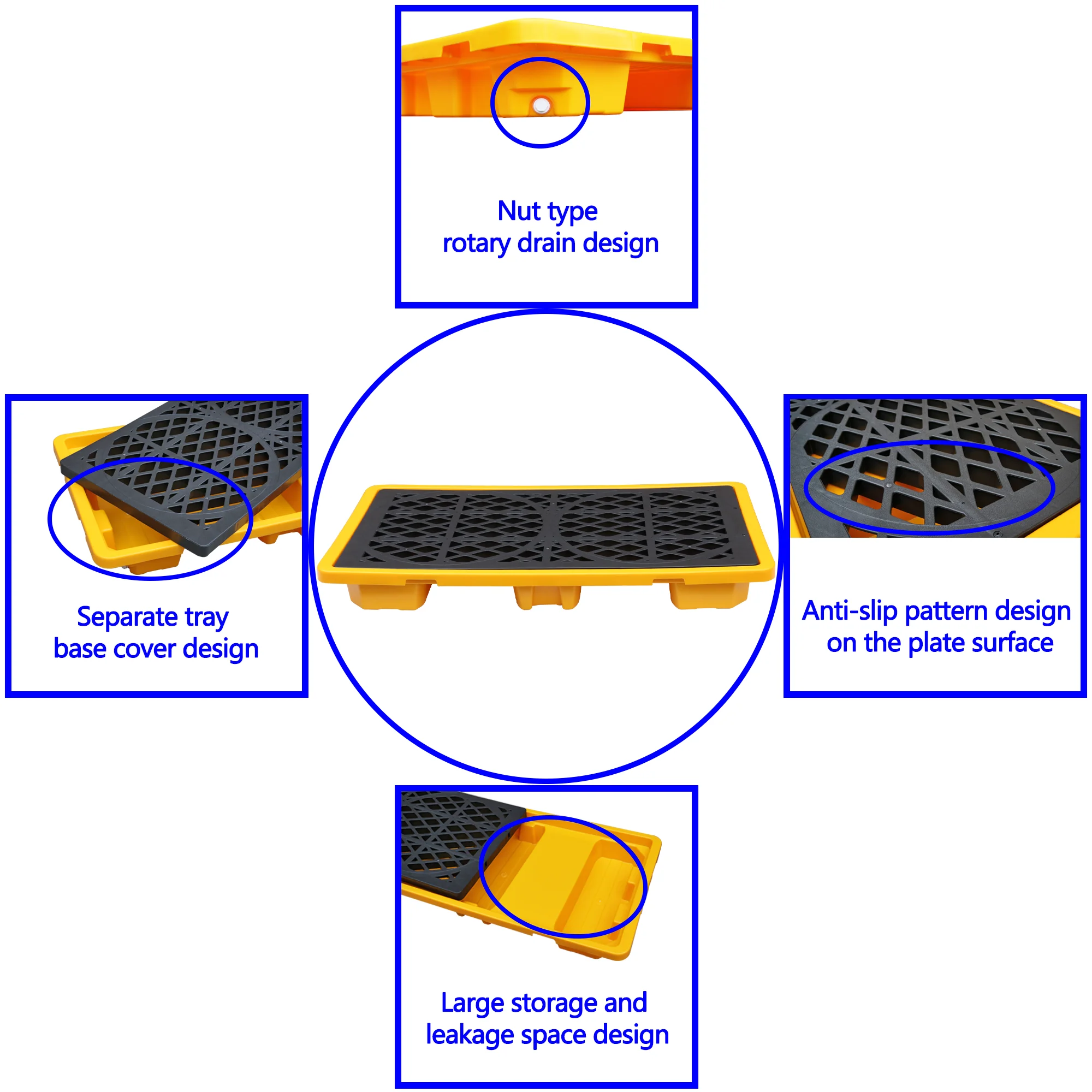 QS Spill Containment Pallet with Removable Grating & Drain Valve Ideal ...