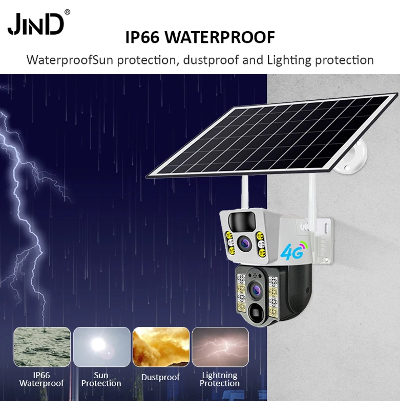 Jind Dual Lens Solar Panel Wireless Outdoor Indoor Light Home Mobile ...