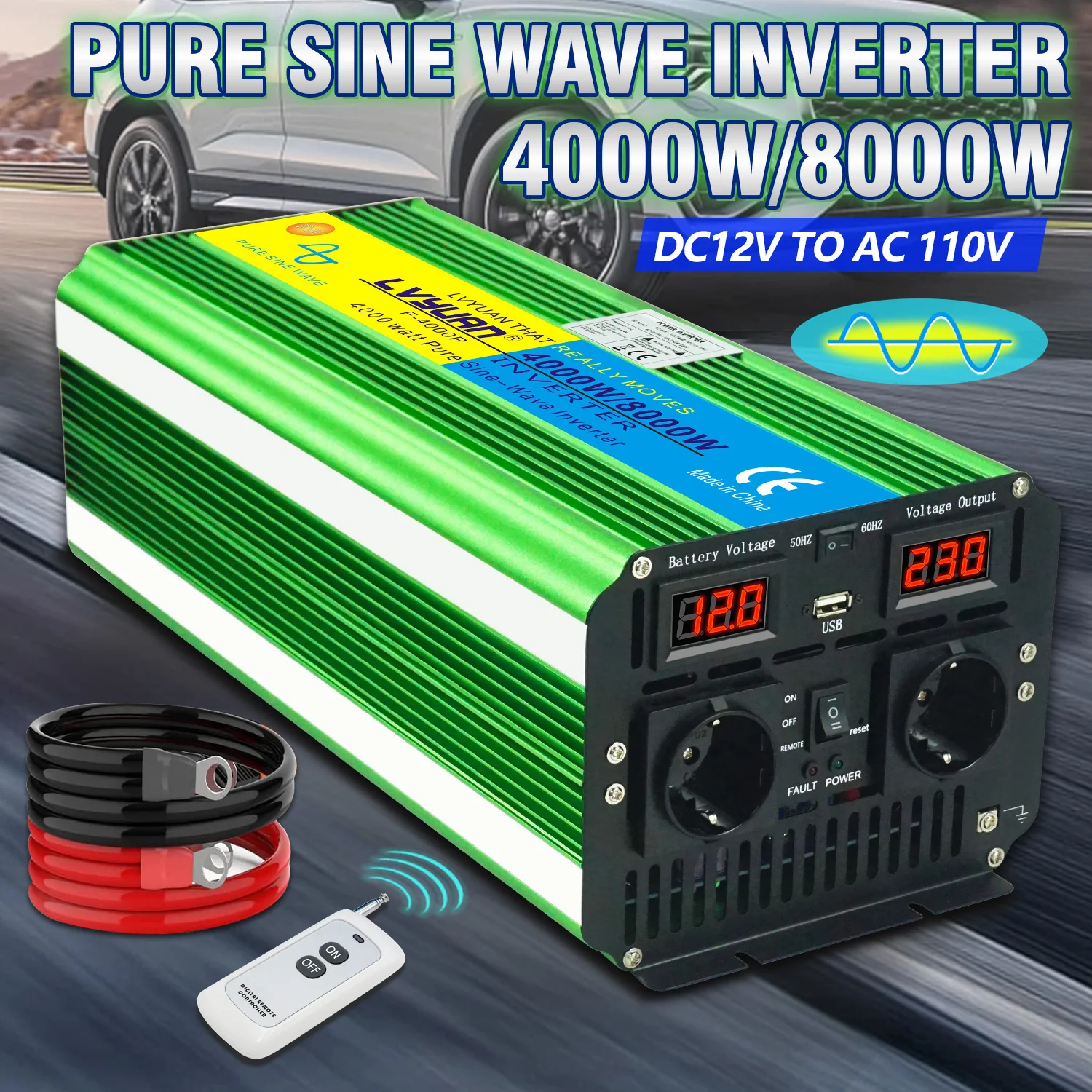 12volt 24v 4000w Car Inverter 110v 220v Dc Ac off Grid 50hz 60hz Pure ...
