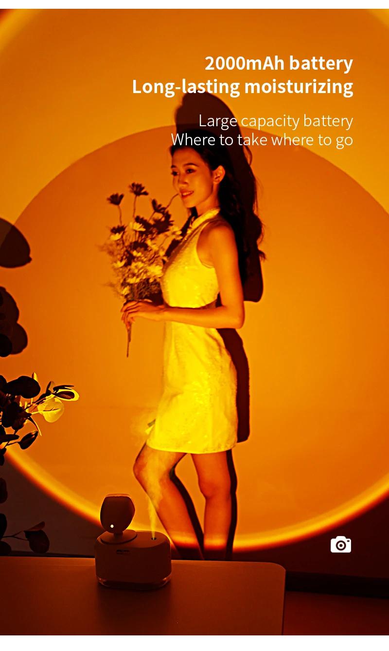 Sunset Light Humidifier 300ml Sunset Projection Air Humidifier Portable ...