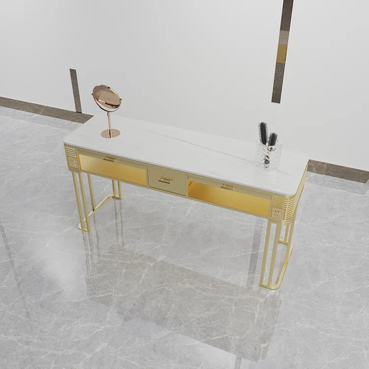 Customized Professional Double Manicure Table Set Marble Glass Table ...