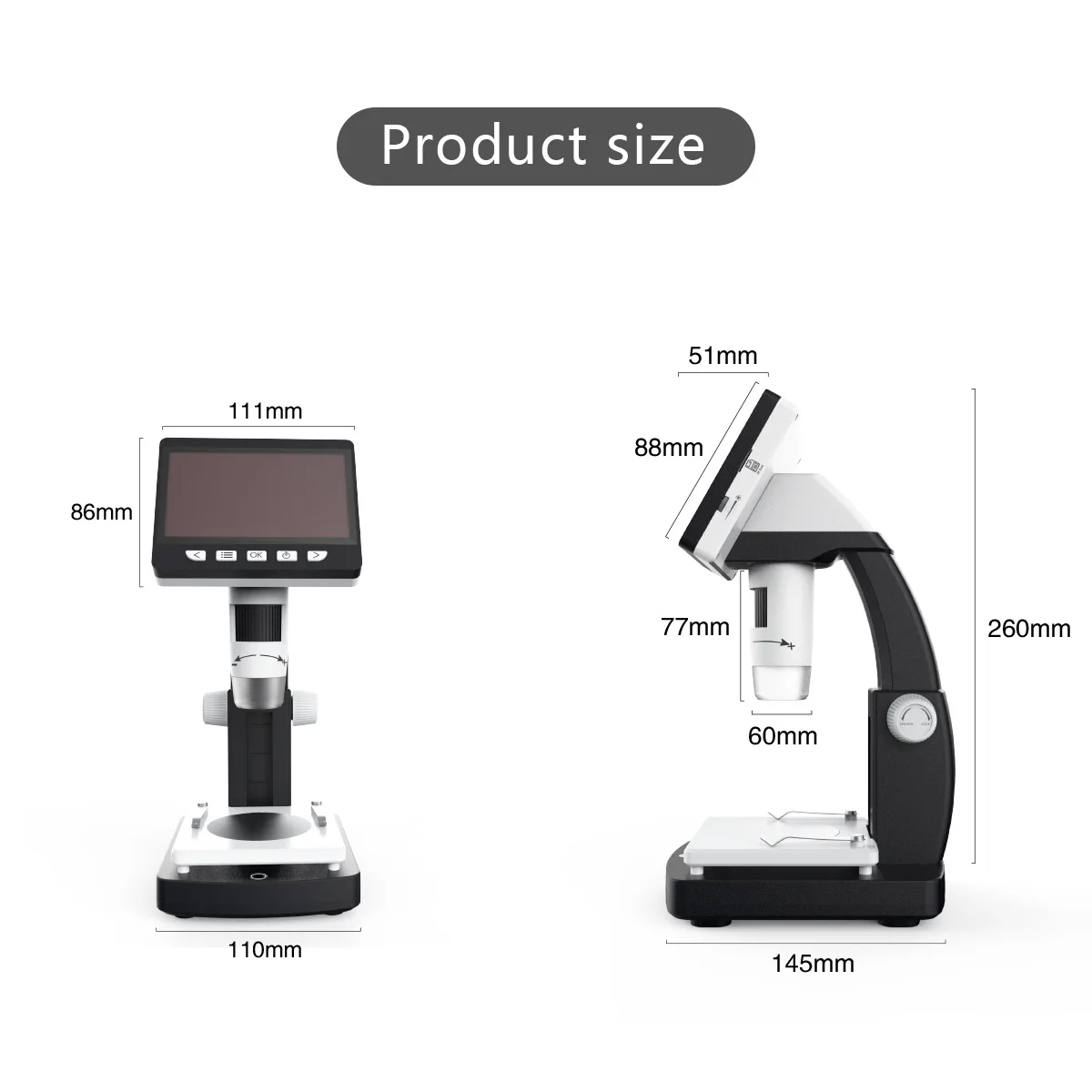 1000X Digital Microscope 4.3 Inch IPS Screen Industry Microscope with ...