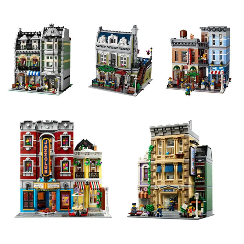 Street View Serie Modular Building Blocks Bookshop Brick Bank Cafe ...