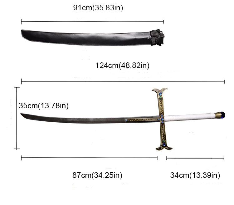 Dracule Hawk Eyes Mihawk Yoru Sword - 120cm/124cm Cosplay Sword for One ...
