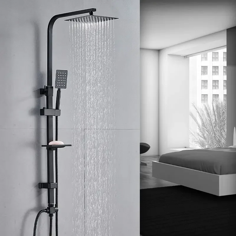 Complete Black Shower Column Set - Matte Black Stainless Steel