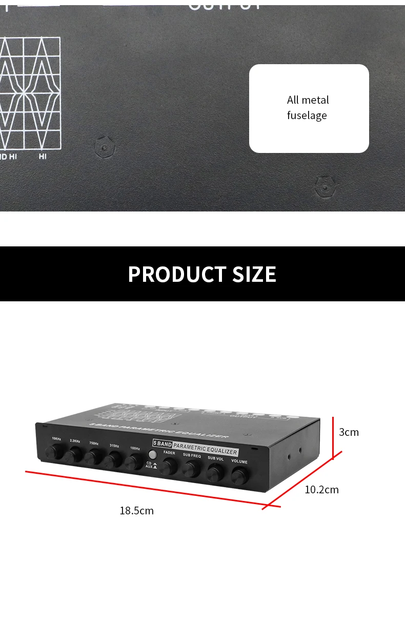 Car Audio EQ Tuning Crossover Amplifier with AUX Input | Metal Segment ...