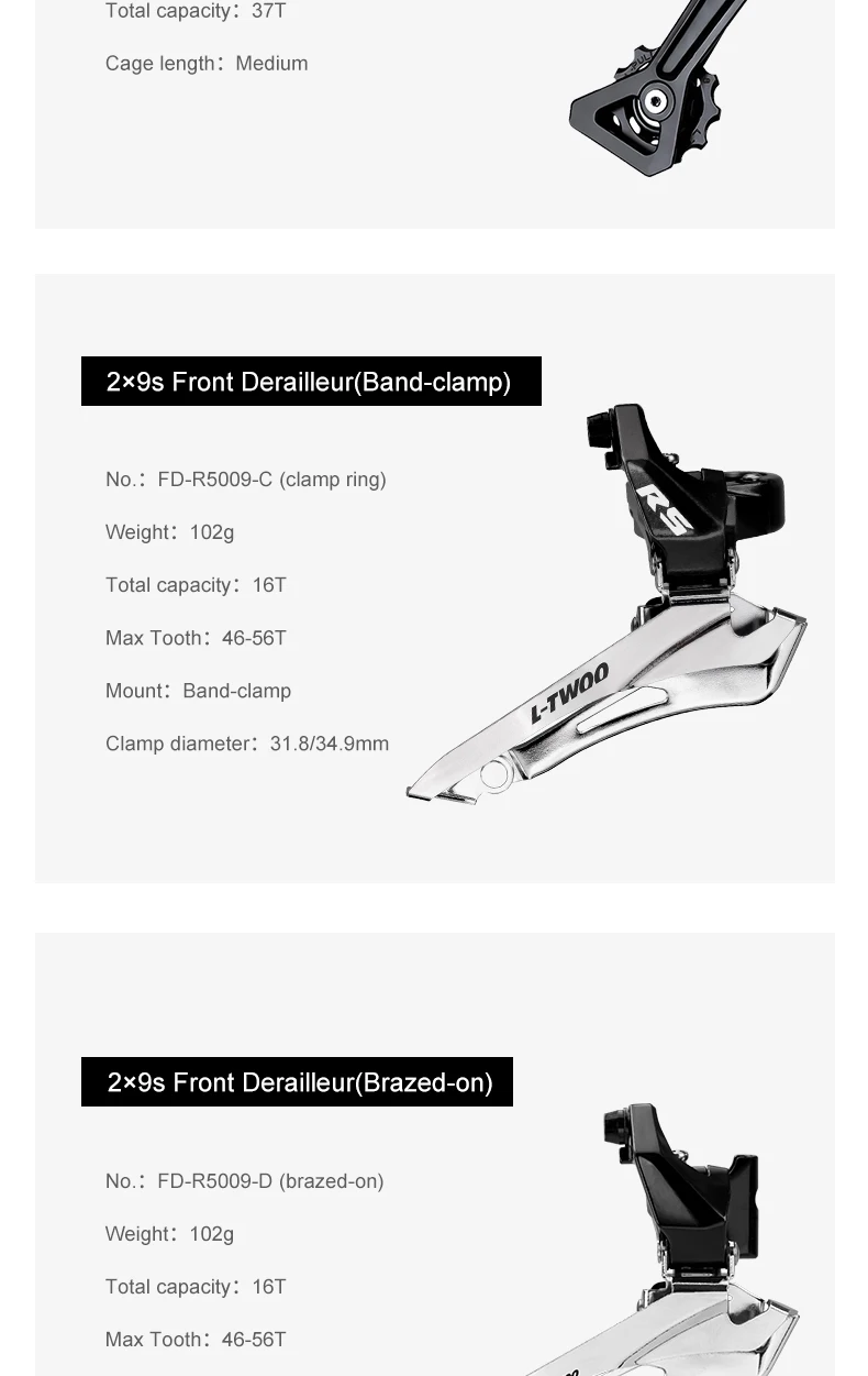 Ltwoo R5 2x9 Speed Road Bike Shifter 9s Rear Derailleur Front ...