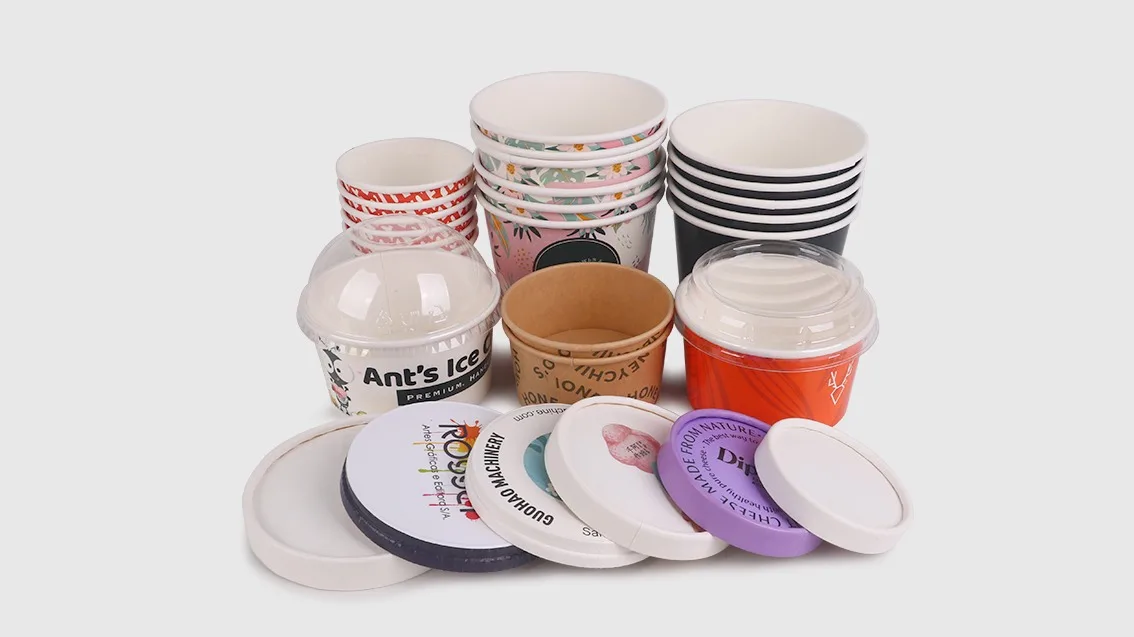 16oz 26oz 32oz Custom Food Grade Frozen Yogut Ice Cream Cups With Spoon ...