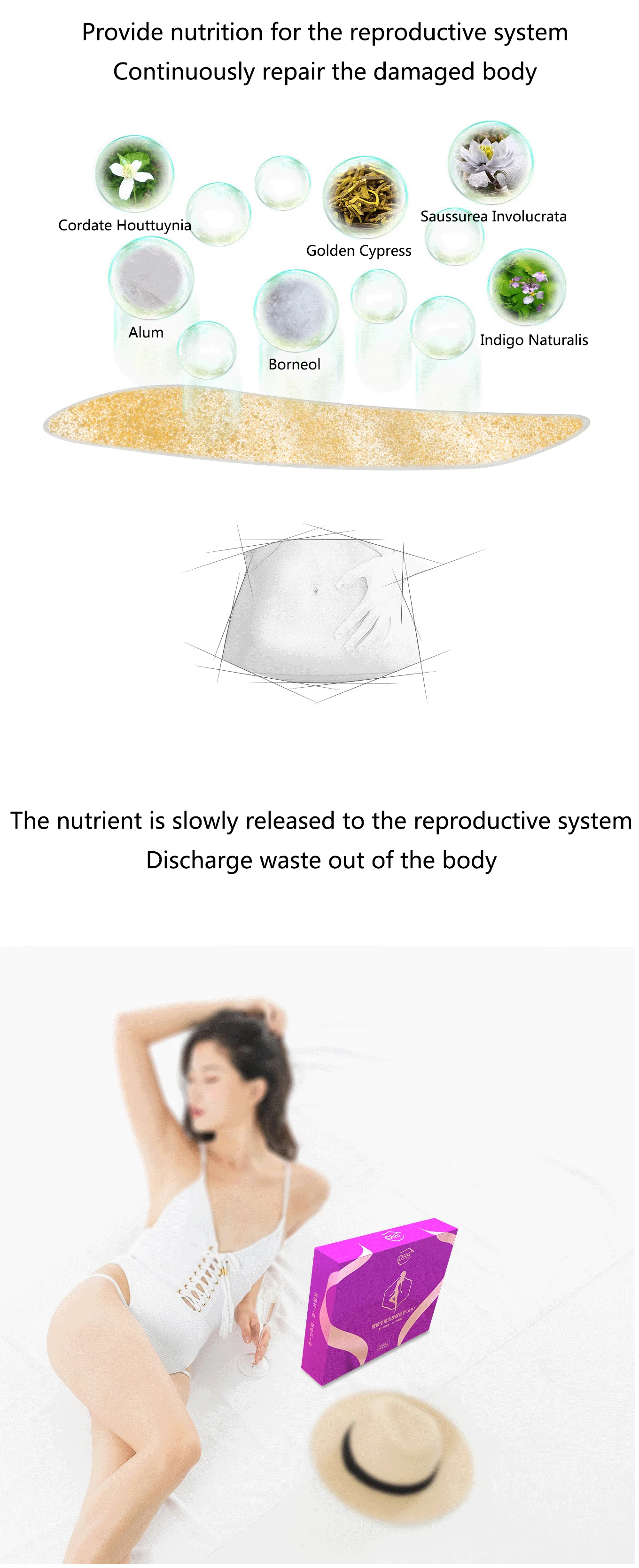 Female Reproductive System Care Snow Lotus Sanitary Drug Herbal Pads ...